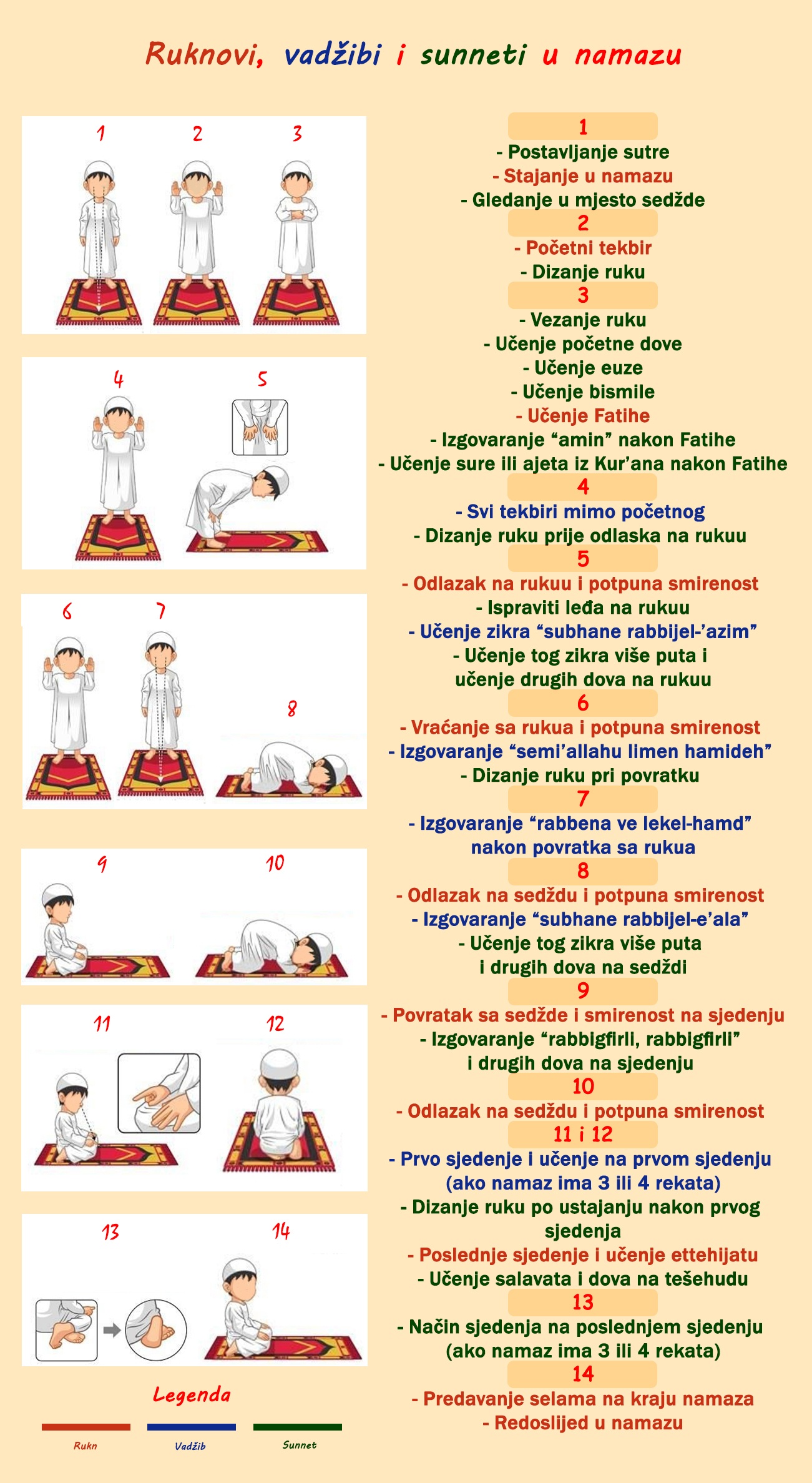 Šta su ruknovi, vadžibi i sunneti namaza? – Pitaj Učene